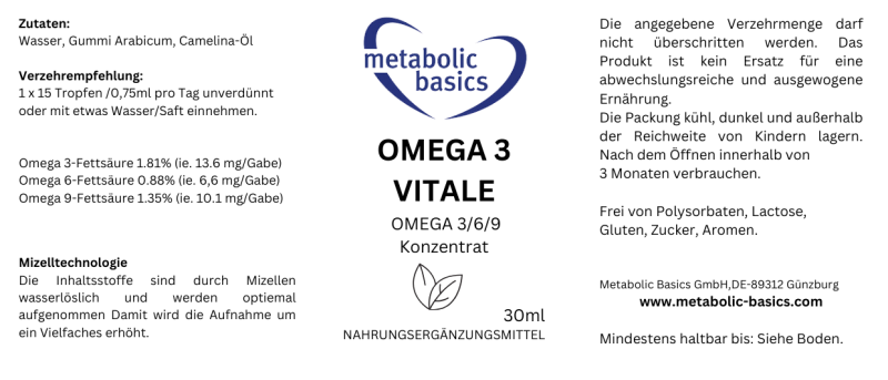Metabolic Basics Omega-3 Vitale -30 ml